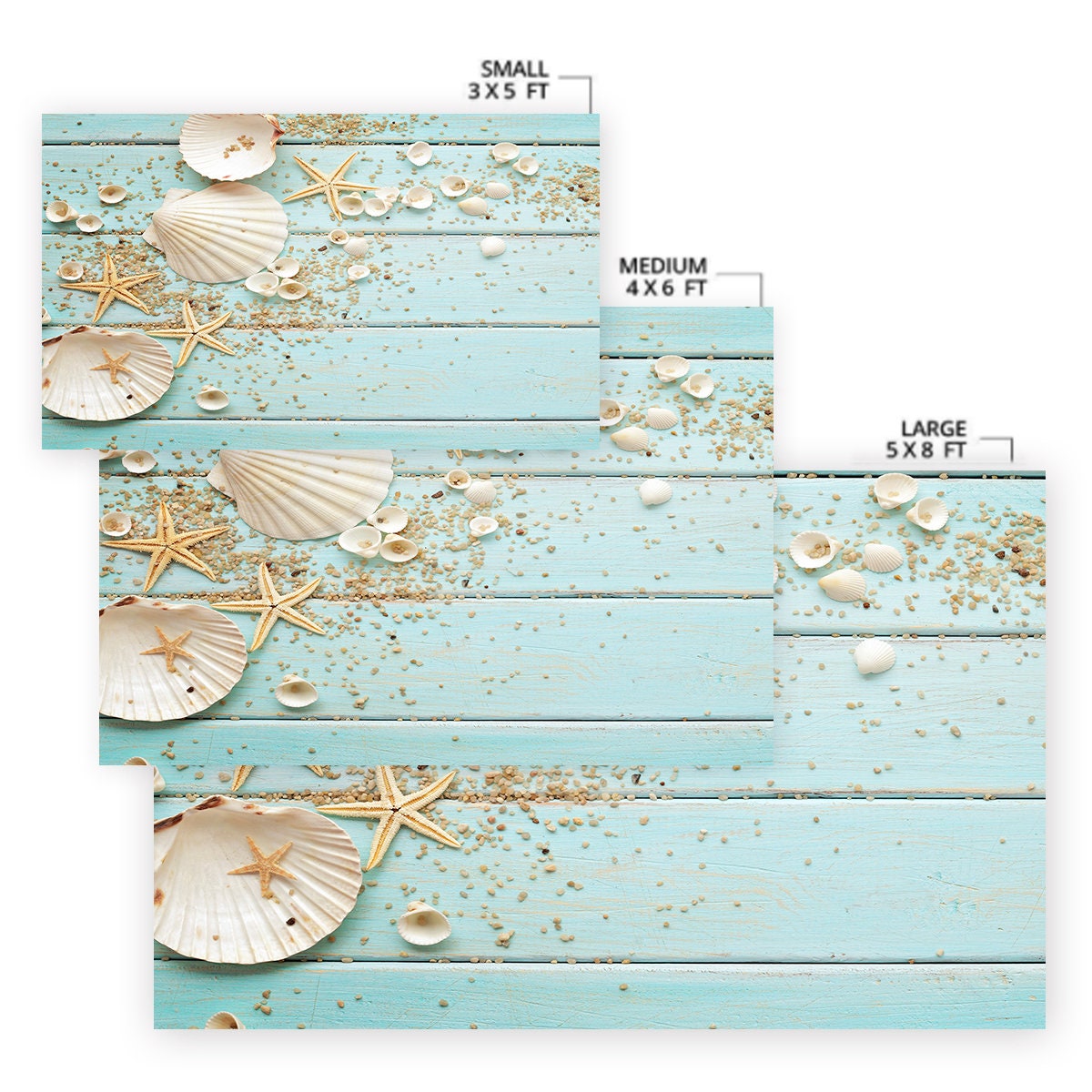 Coastal Area Rug, Seashells Floor Mat, Beach Theme Carpet, Nautical ...