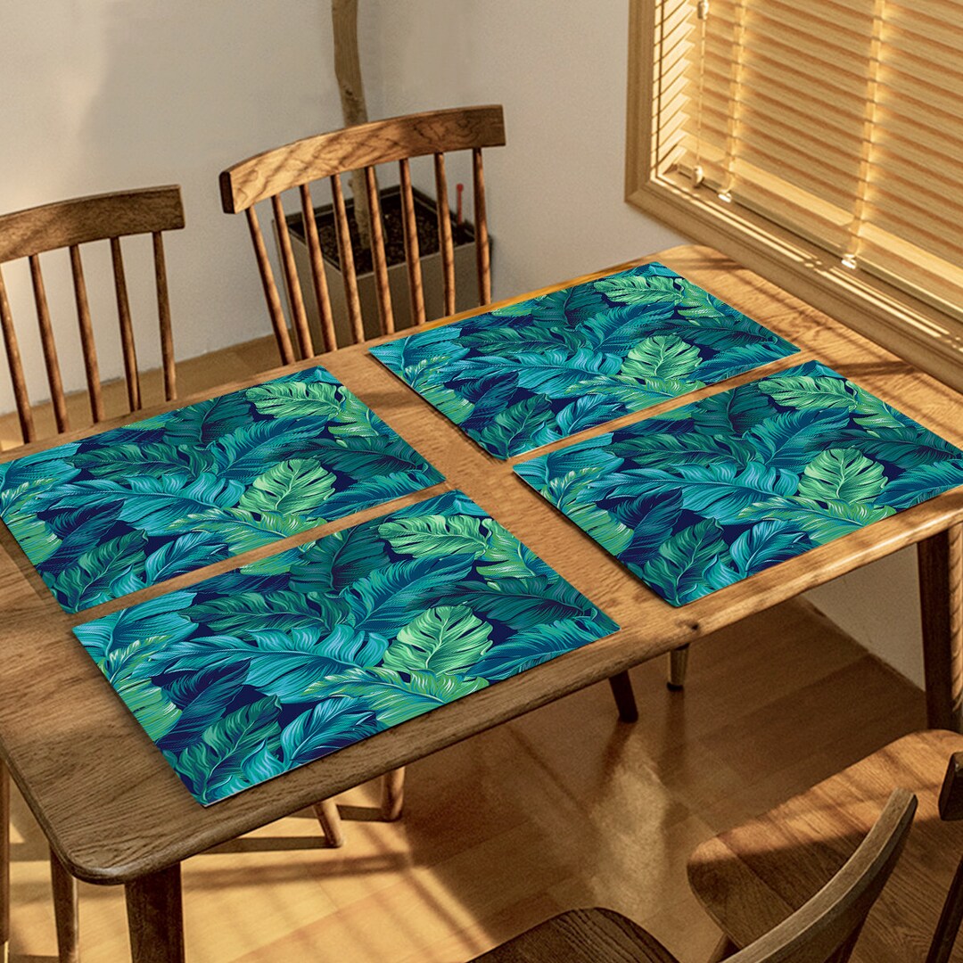 Tropical Leaves Placemat, Rectangular and Round Table Placemats ...