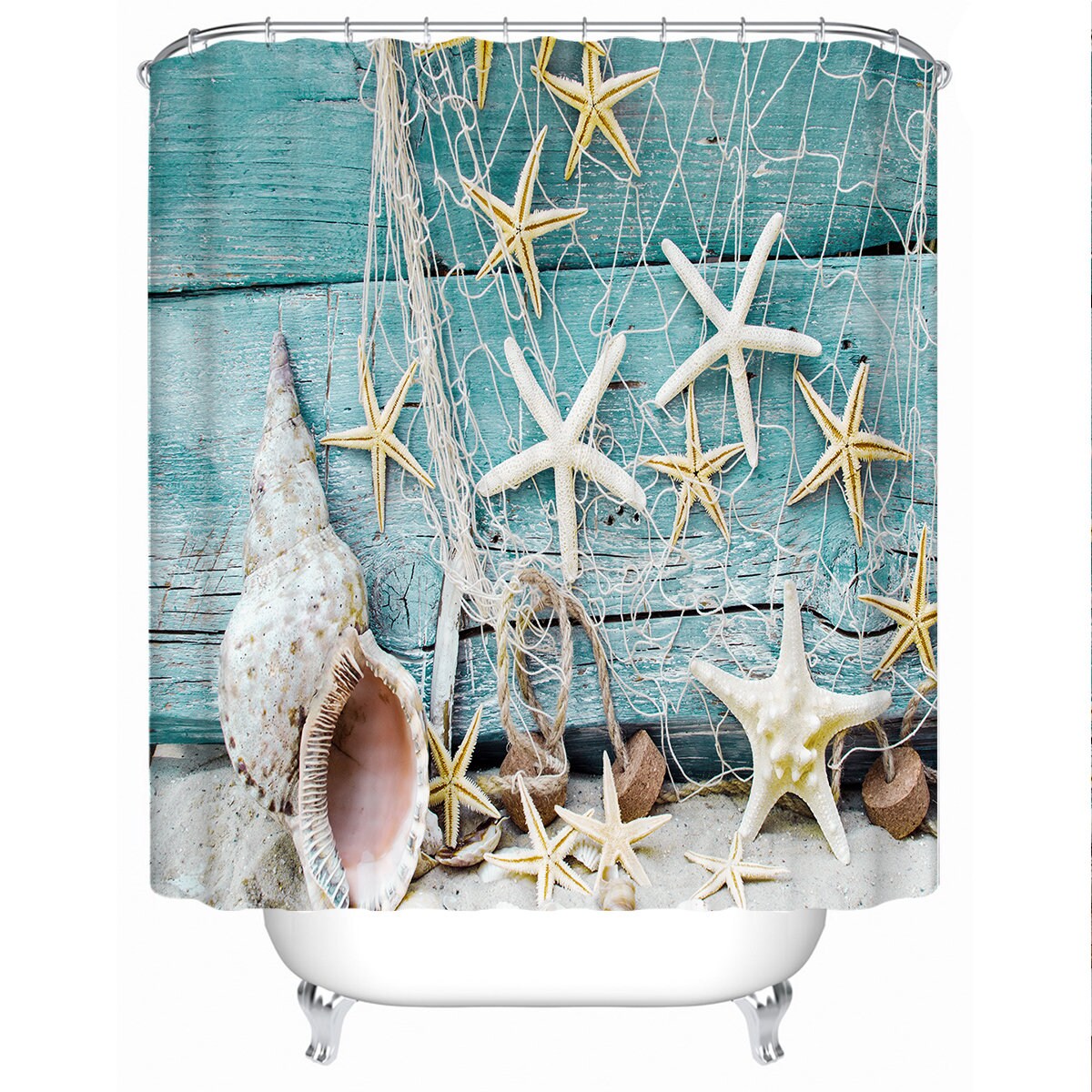 Seashell Shower Curtain Beach Theme Ocean Decor Coral Marine - Etsy