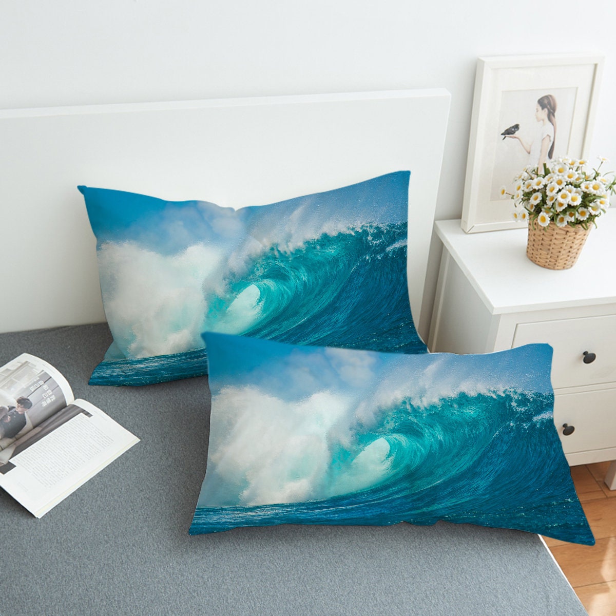 Ocean Wave Comforter Set Beach Bedding Coastal Quilt Nautical - Etsy