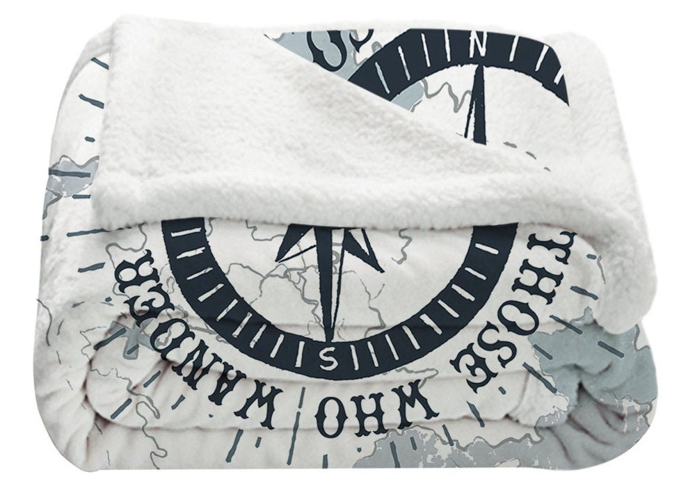 Nautical Windrose Bed Cover Ocean Blanket Bedspread Oversize Twin Full ...