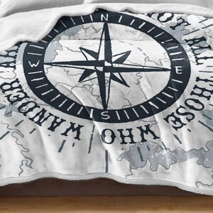 Nautical Windrose Bed Cover Ocean Blanket Bedspread Oversize Twin Full ...