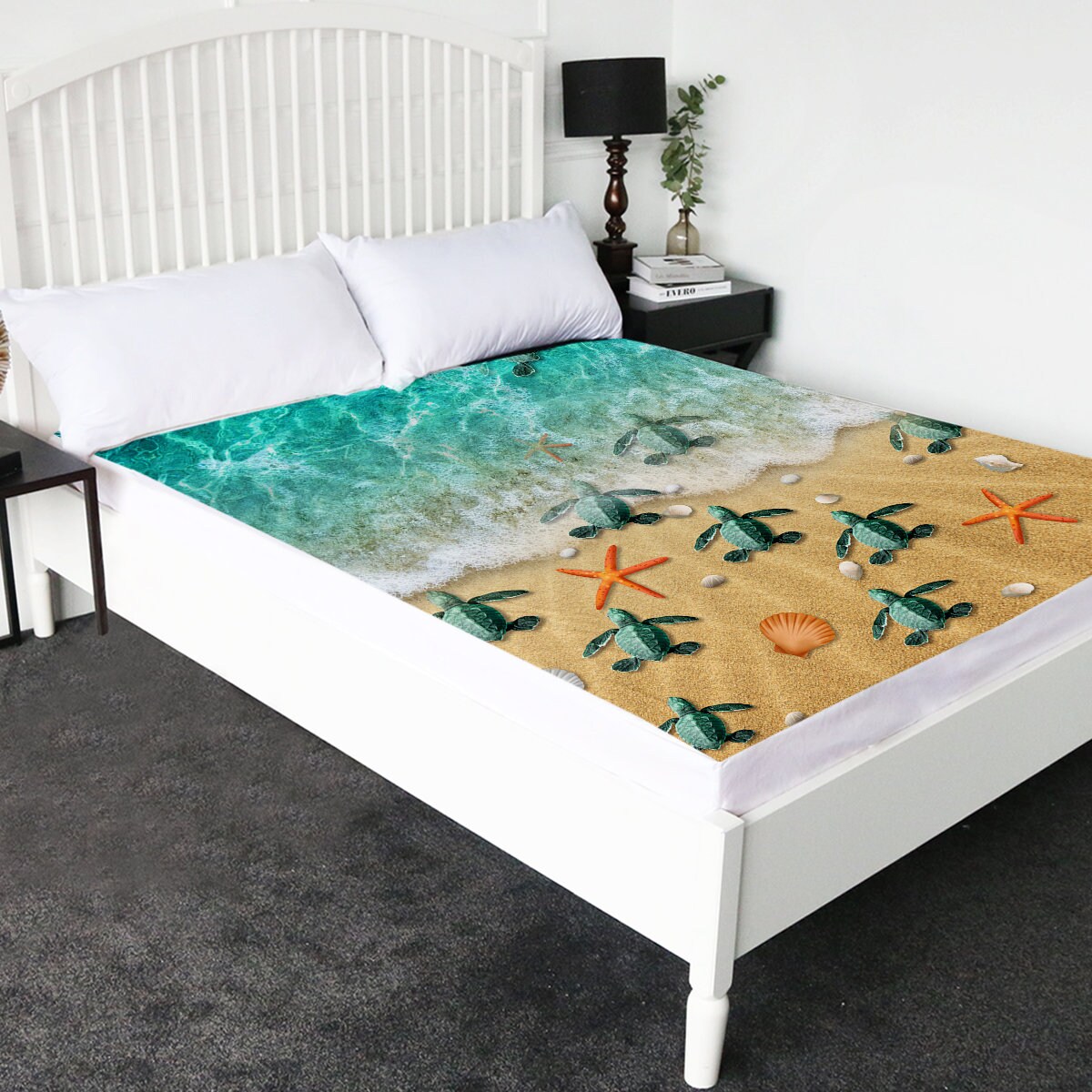 Little Sea Turtles Sheet Set, Coastal Bedding, Nautical Linens, Beach ...