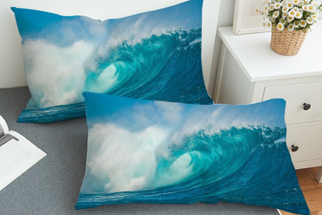 Ocean Wave Comforter Set Beach Bedding Coastal Quilt Nautical - Etsy