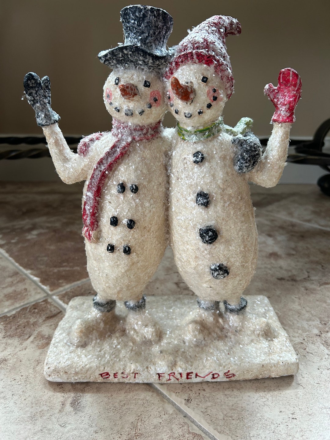 Paul Gordon Vintage Primitive Rustic Folk Art Snowmen Figurine-rare ...