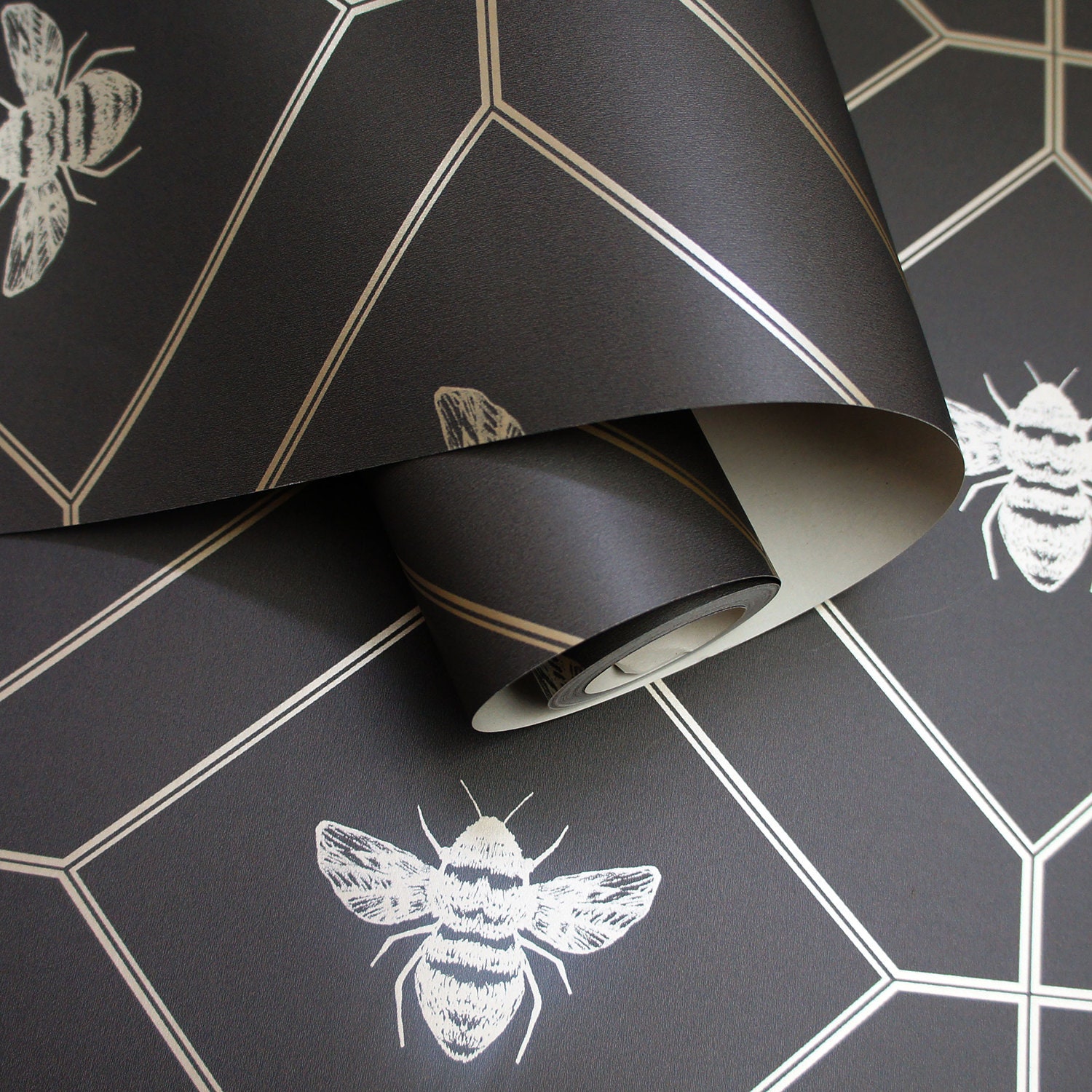 Honeycomb Black Wallpaper Metallic Manchester Bee - Etsy