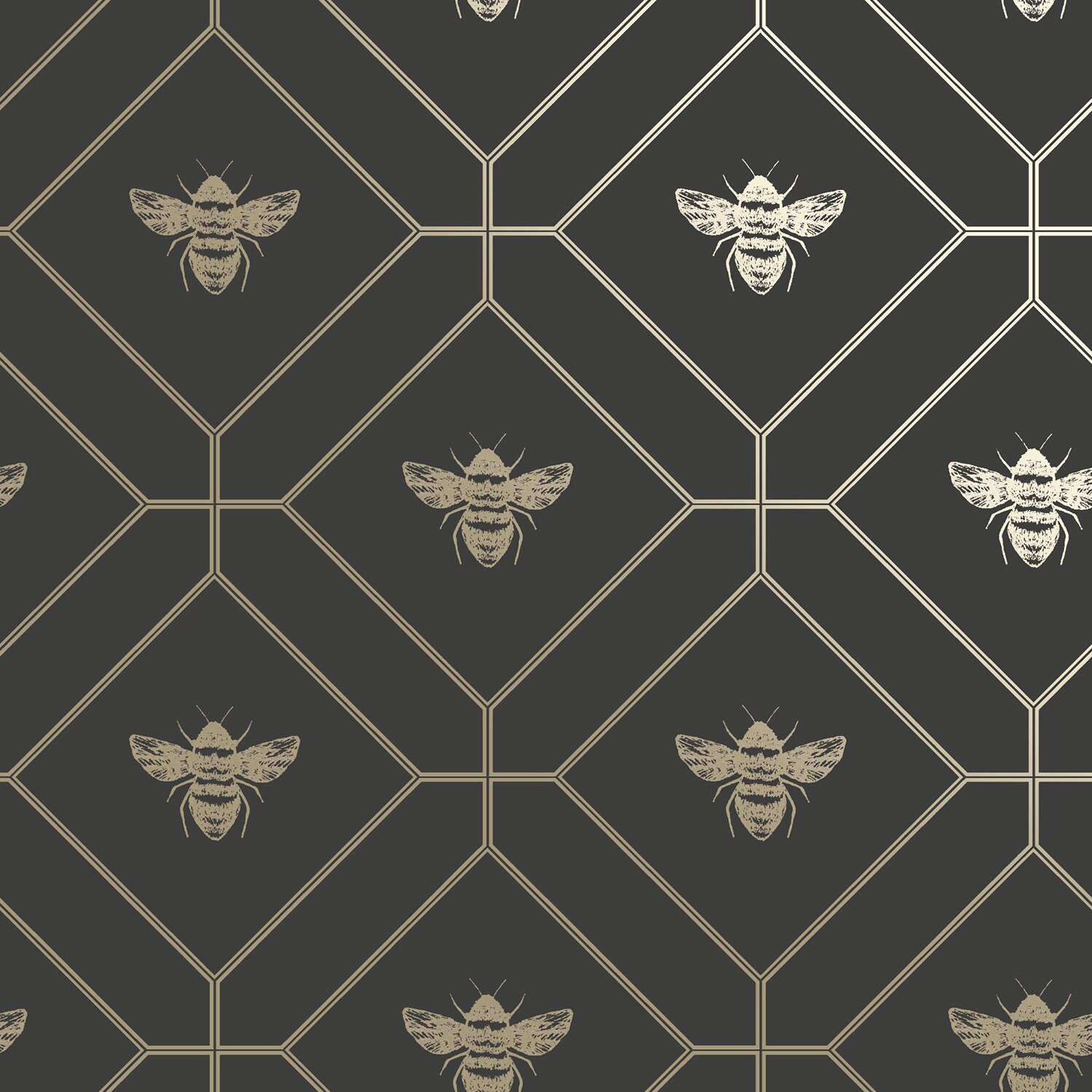Honeycomb Black Wallpaper Metallic Manchester Bee - Etsy
