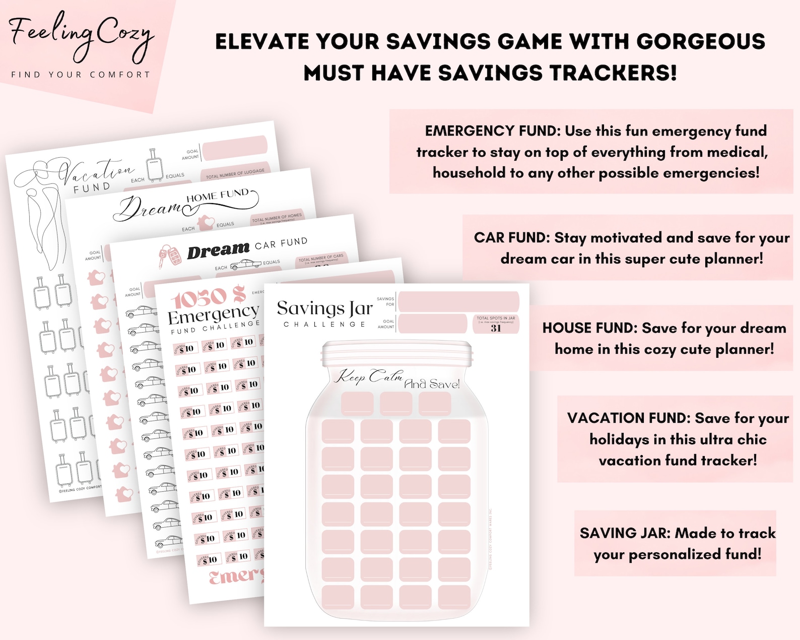 Savings Challenge Printable Savings Tracker Money Saving - Etsy