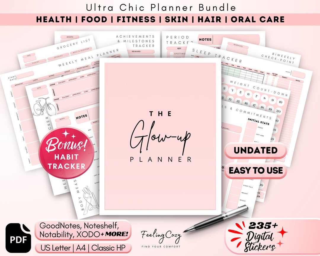 2025 Glow up Planner: Self Care Planner, Fitness Journal, Skincare ...