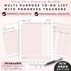 To Do List Printable With Task Progress Trackers (PDF Planner Inserts ...