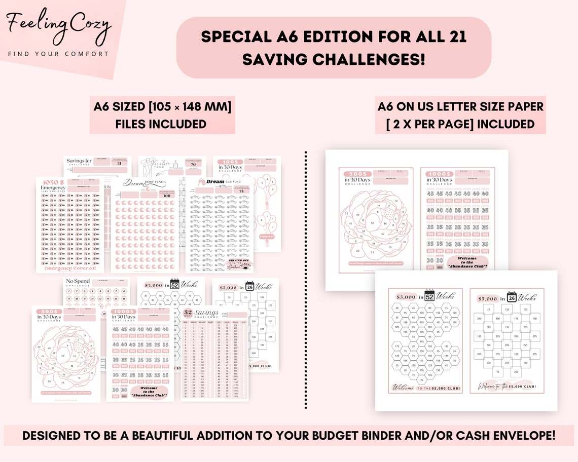 Savings Challenge Printable Savings Tracker Money Saving - Etsy