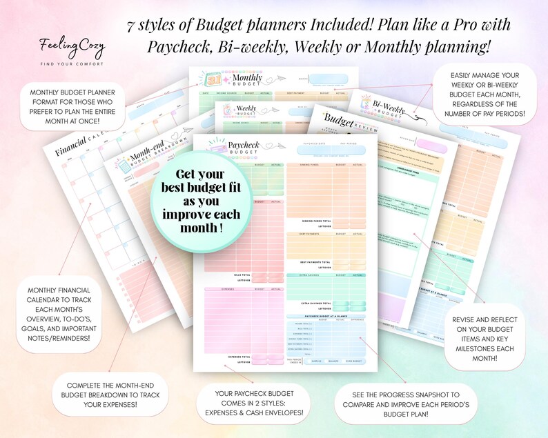 ADHD Budget Planner Printable | Weekly, Biweekly Paycheck Templates ...