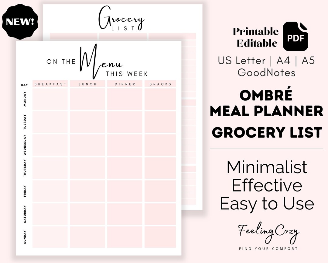 Meal Planner Health Planner Grocery List Shopping List - Etsy