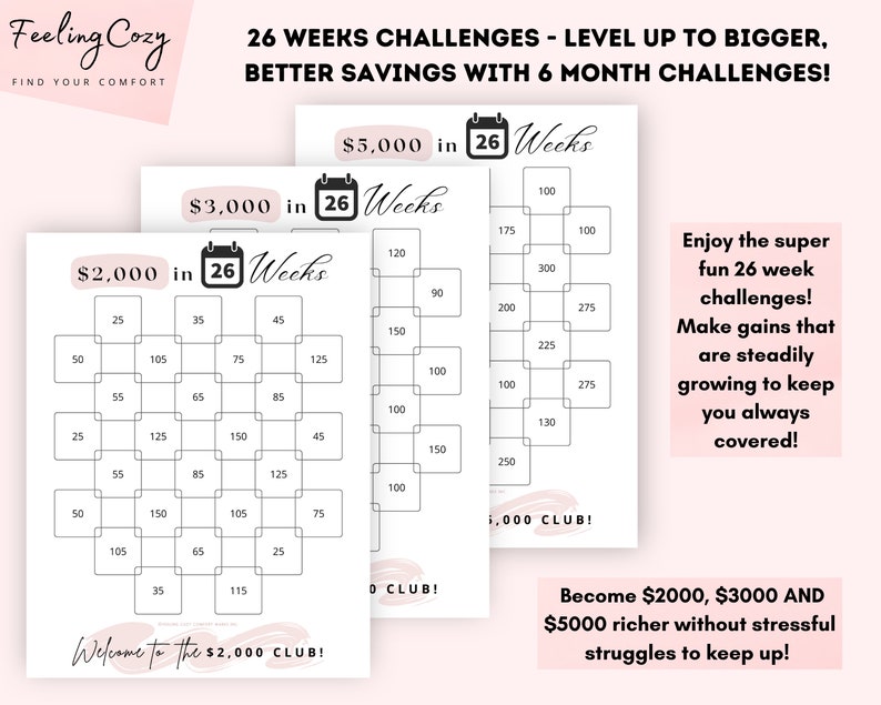 Savings Challenge Printable Savings Tracker Money Saving - Etsy