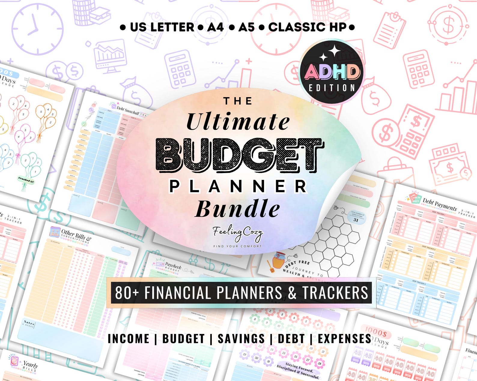 ADHD Budget Planner Printable | Weekly, Biweekly Paycheck Templates ...