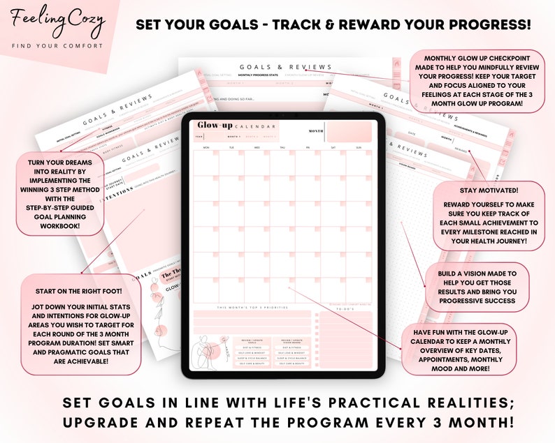 2026 Glow up Planner: Digital Workout Planner With Self-care Challenges ...