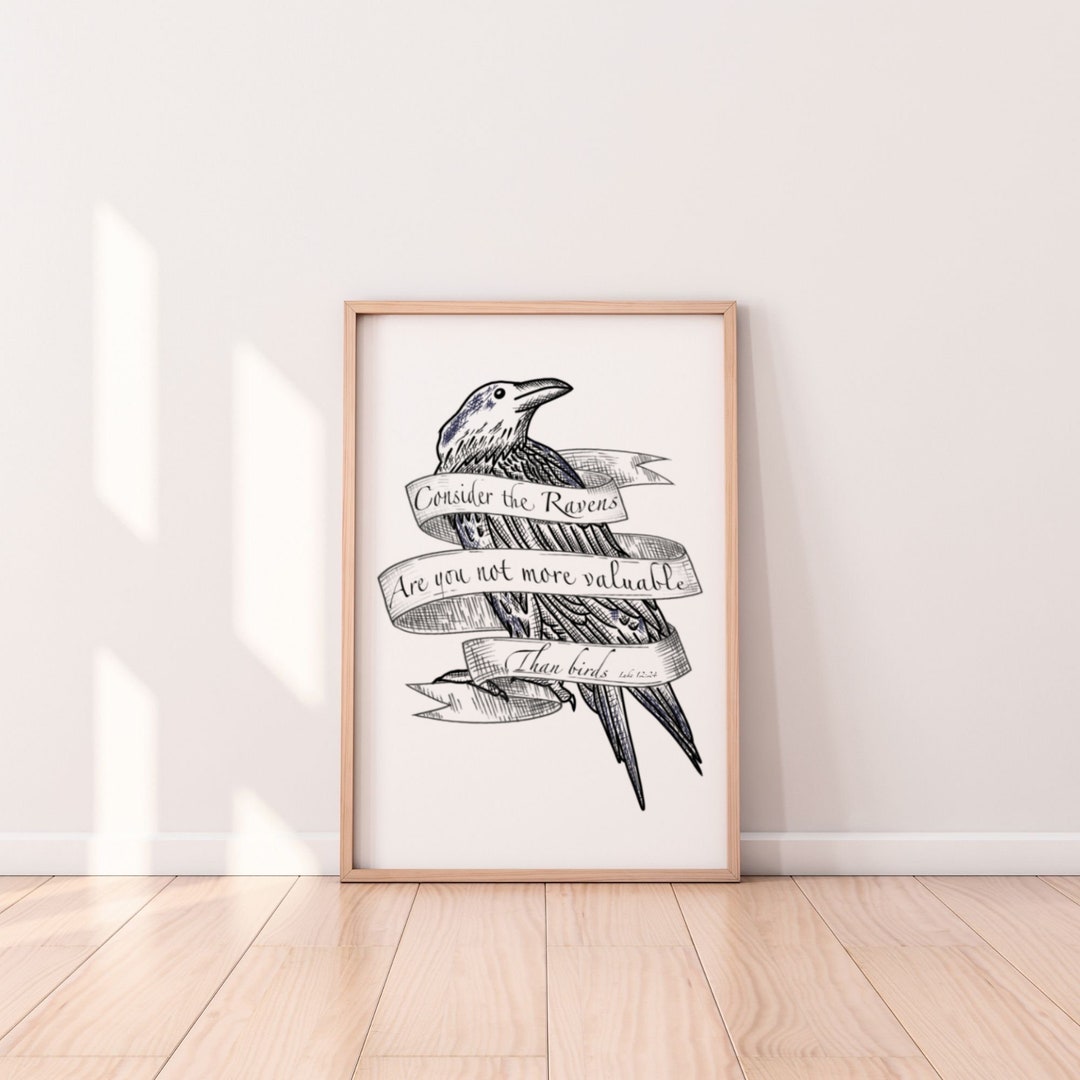 Consider the Ravens (linework) | Christian Artwork | PNG | PDF - Etsy