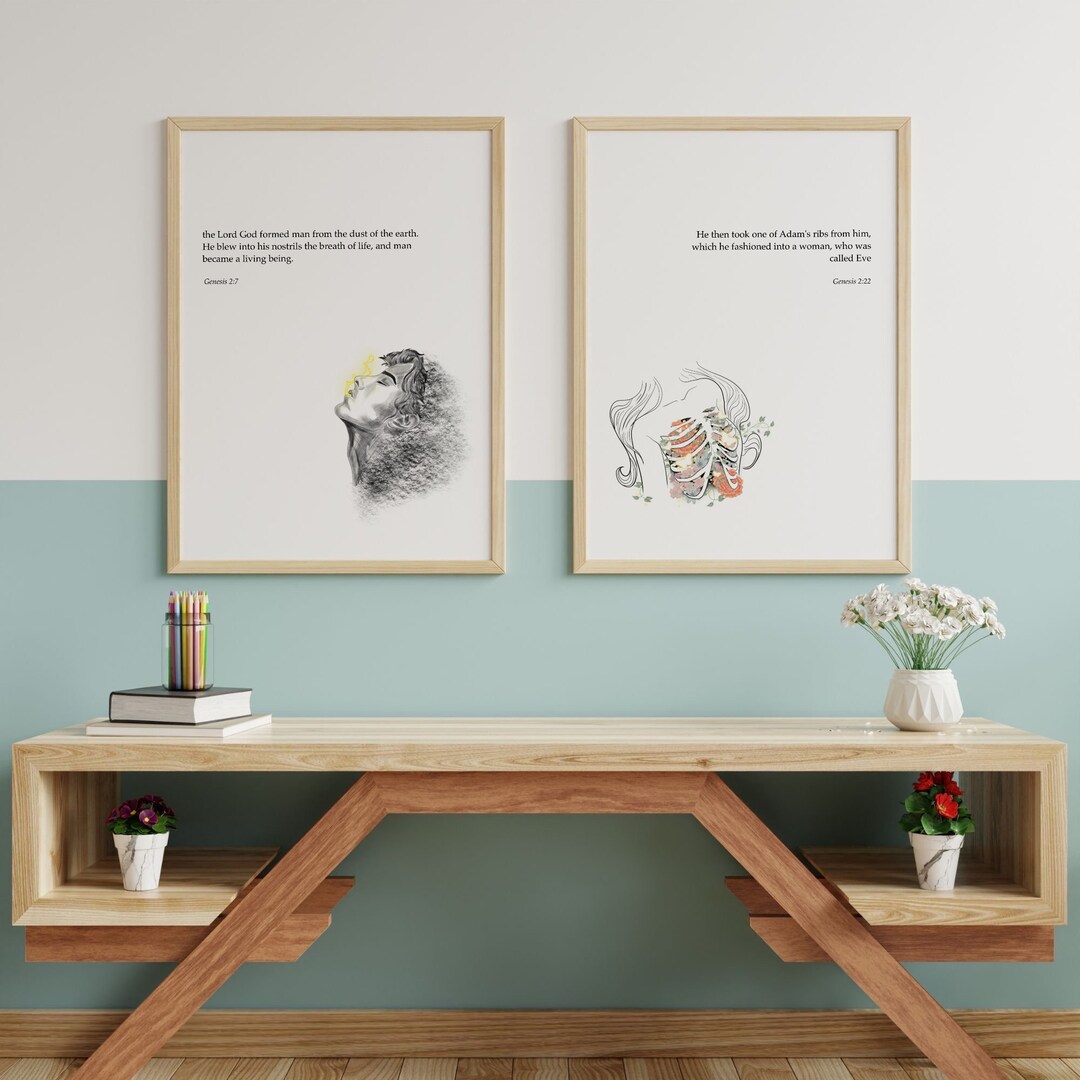 When God Made Adam & Eve | Christian Art | Digital Download | PNG | PDF ...