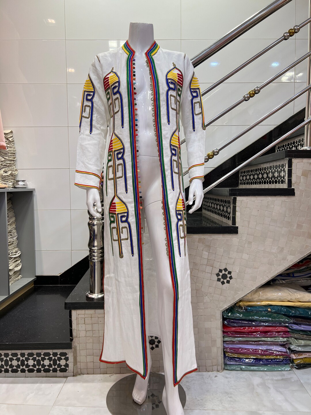 Moroccan Handmade Kimono Dress, Bath Robe Kimono, Linen Kimono, Berber ...