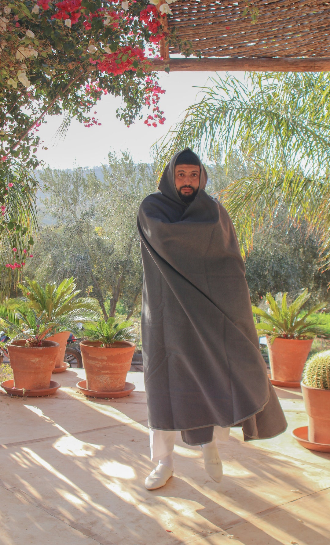 Moroccan Luxury Wool Winter Warm Cape, Silver Metallik Long Cape, Long ...