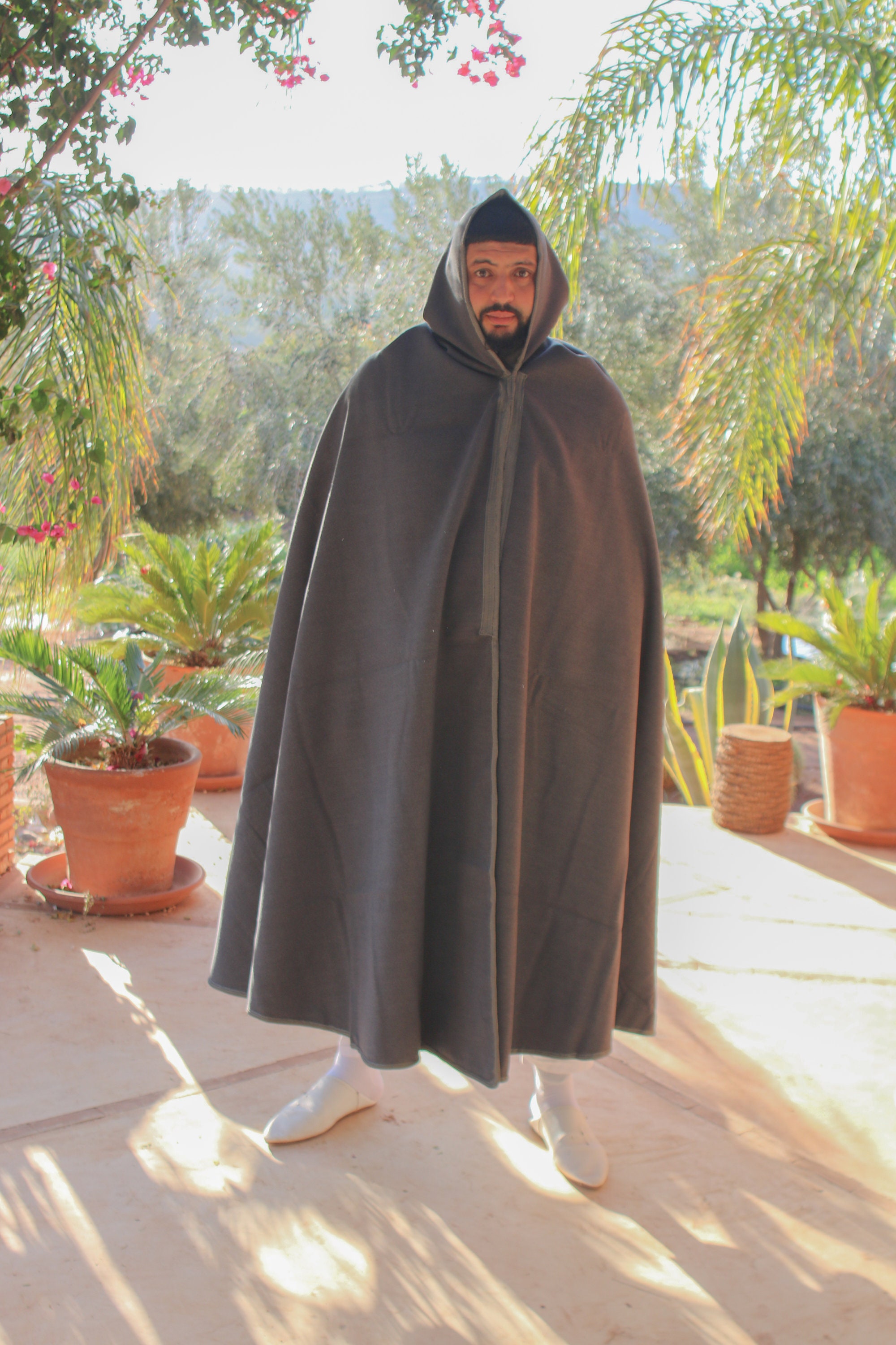 Moroccan Luxury Wool Winter Warm Cape, Silver Metallik Long Cape, Long ...