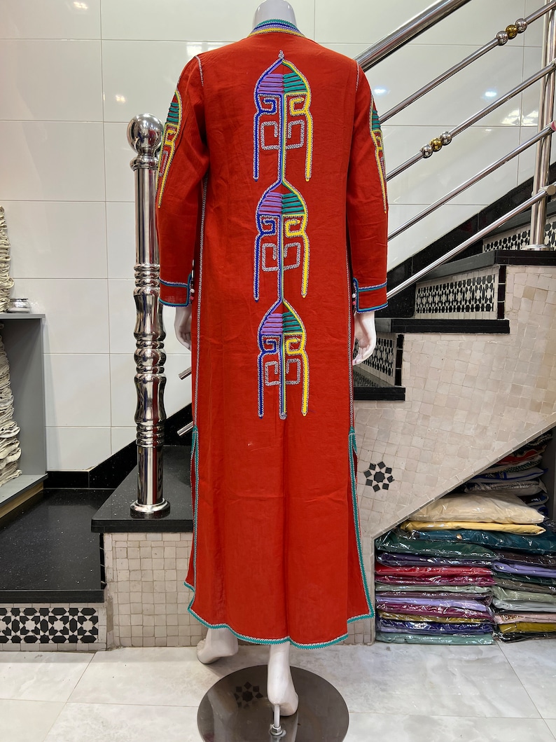 Moroccan Handmade Kimono Dress, Bath Robe Kimono, Linen Kimono, Berber ...