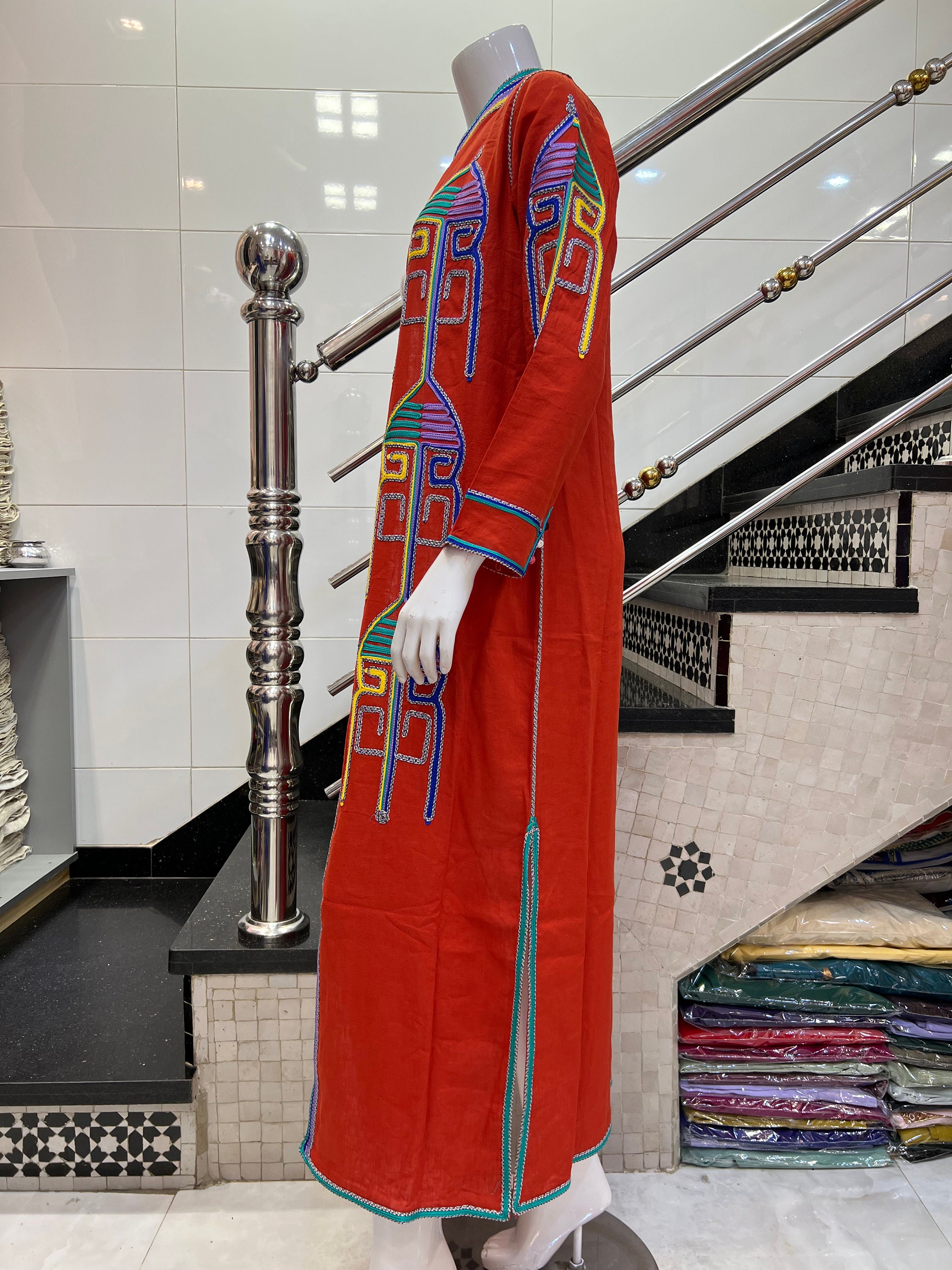 Moroccan Handmade Kimono Dress, Bath Robe Kimono, Linen Kimono, Berber ...