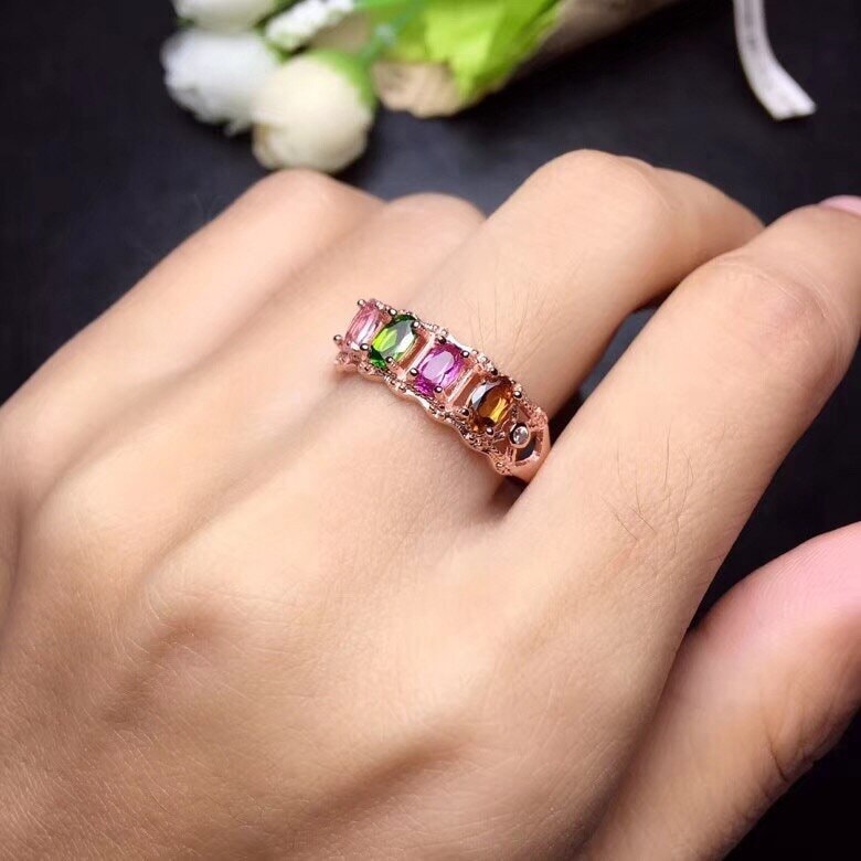 Natural Multi Tourmaline Ring 925 Sterling Silver multi - Etsy UK