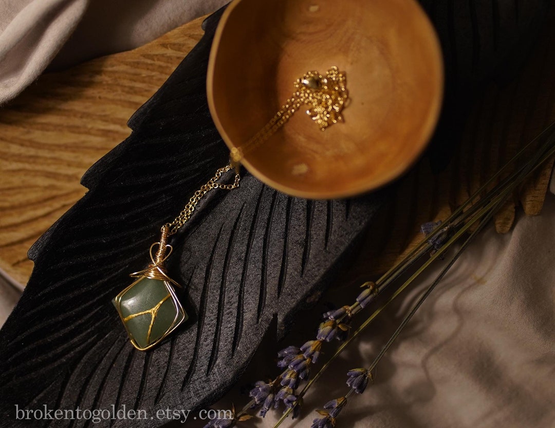 Kintsugi Wire-wrapped Gemstone Pendant W/ Optional Chains, Gift for ...