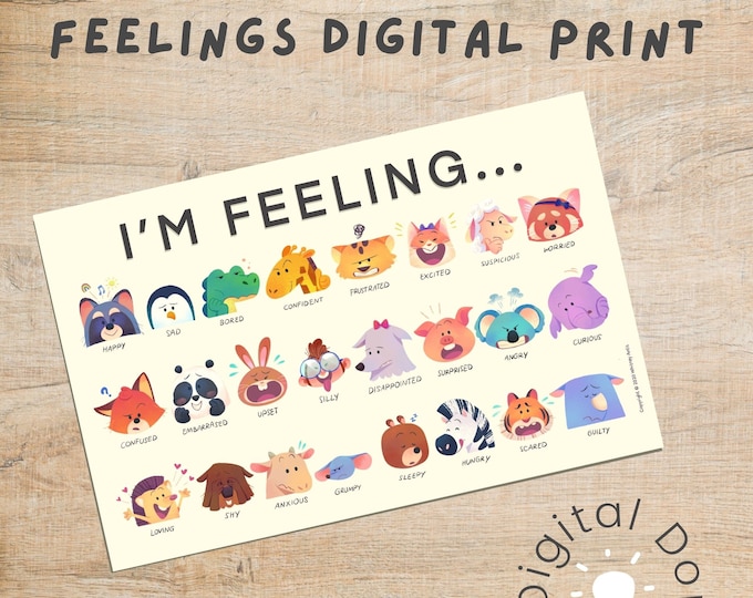 Feelings Digital Print Emotions Chart Social-emotional - Etsy