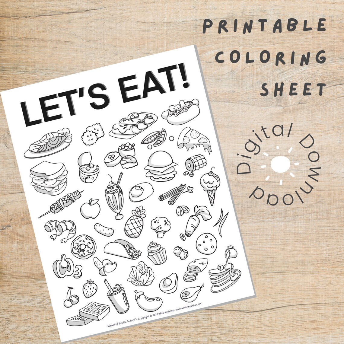 Food Coloring Sheet Printable -digital Download | Social-emotional ...