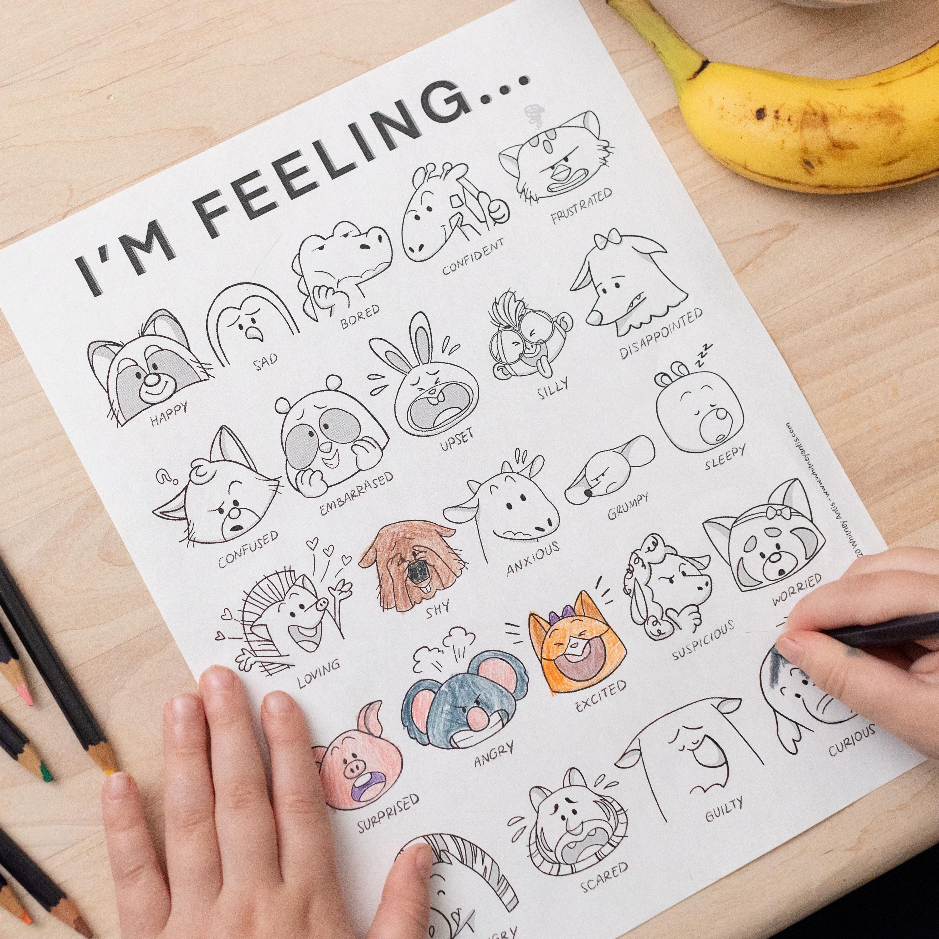 Feelings Coloring Sheet Printable - Digital Download | Social-emotional ...