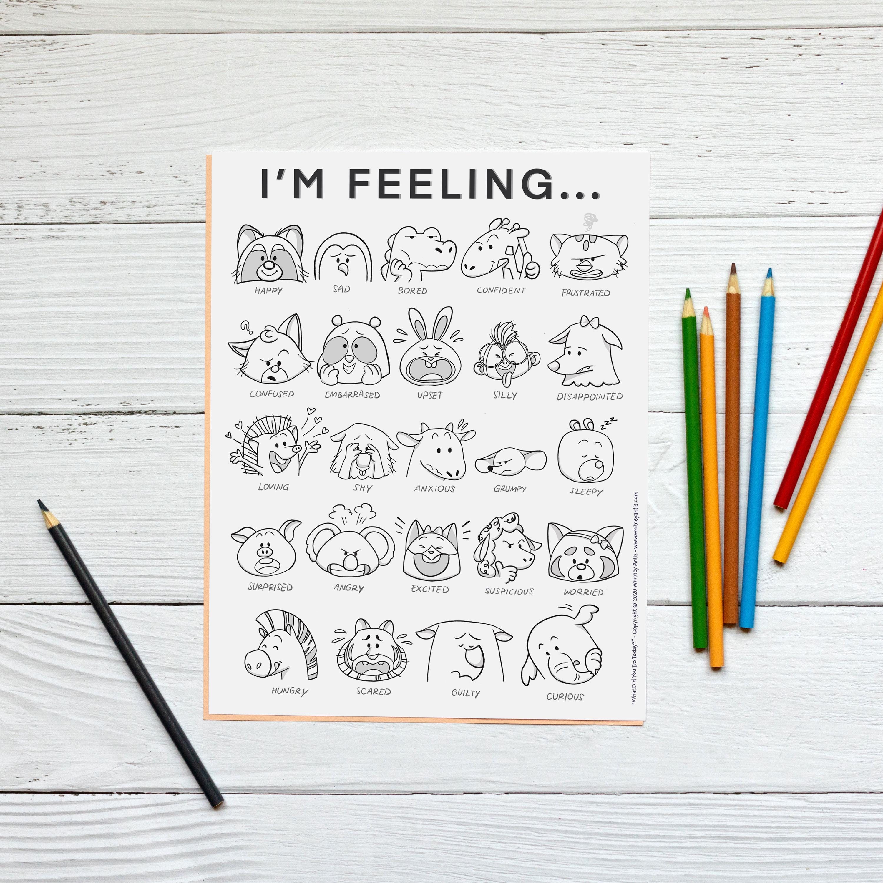 Feelings Coloring Sheet Printable Digital Download Social-emotional ...