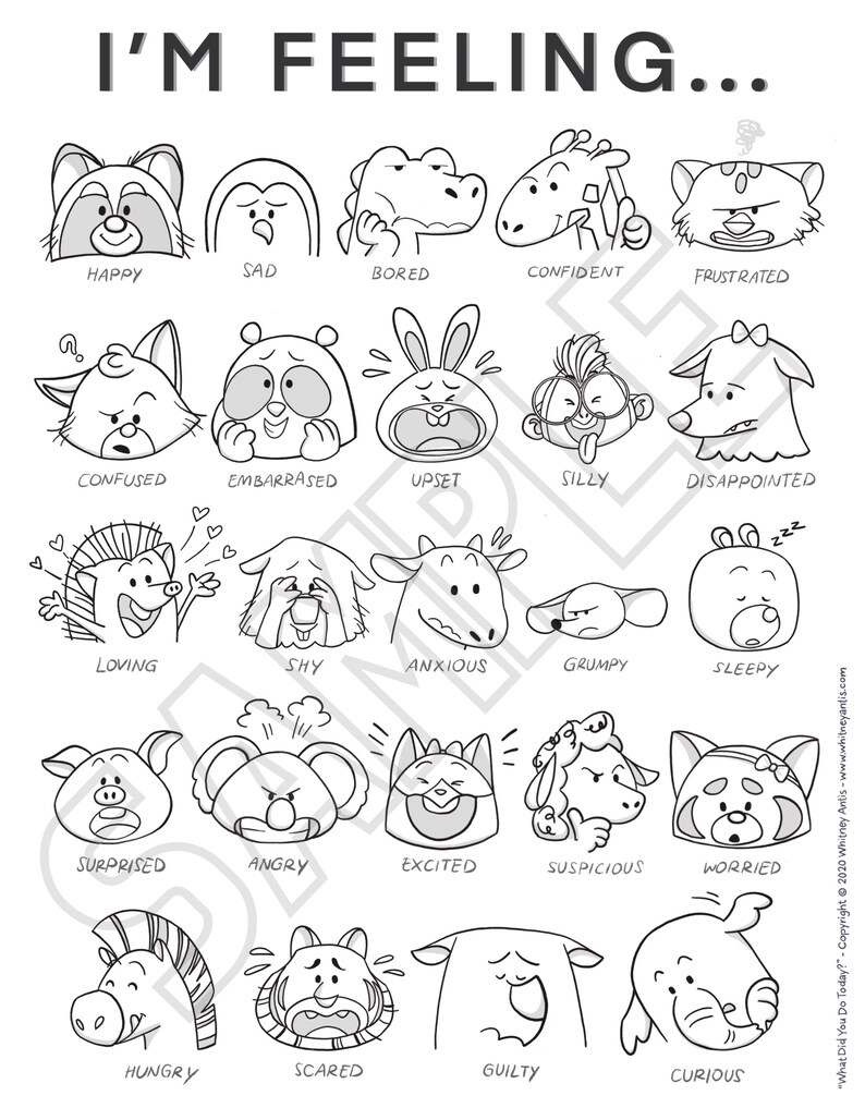 Feelings Coloring Sheet Printable - Digital Download | Social-emotional ...