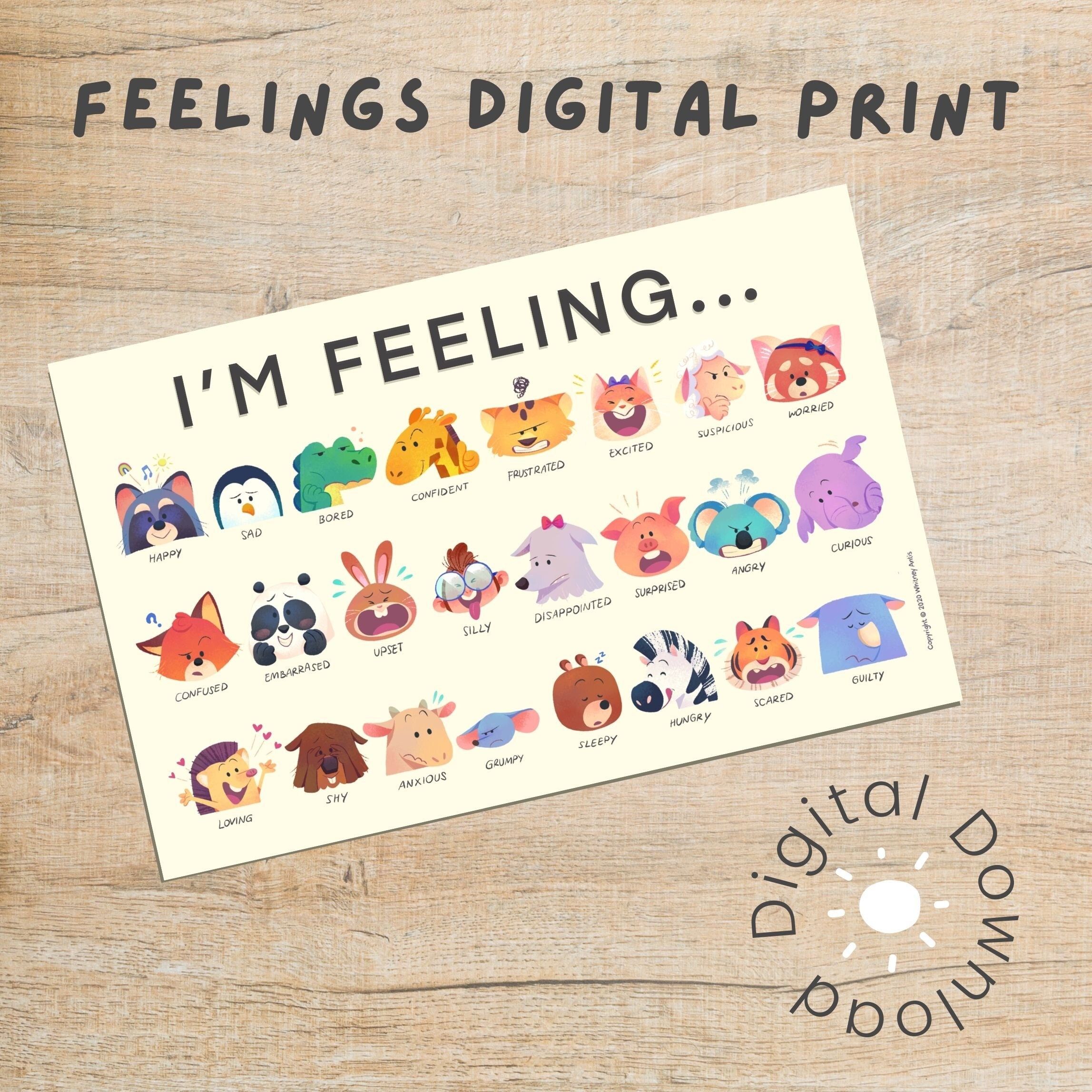 Feelings Digital Print | Emotions Chart | Social-emotional Learning ...