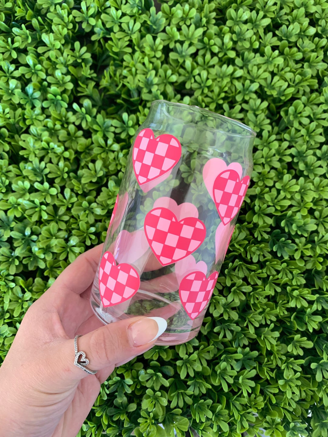 Checkered Heart Glass Can Checkered Heart Beer Can Glass Heart Libbey ...