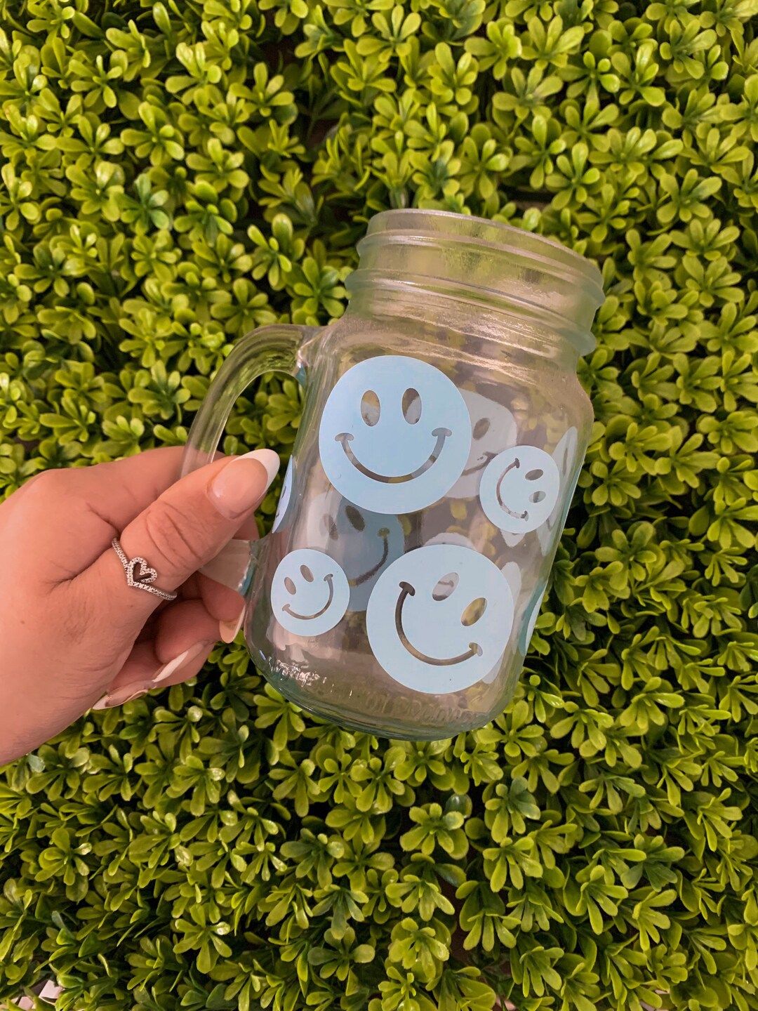 Smiley Face Mason Jar Smiley Mason Jar Glass Mason Jar Mason Jar With ...