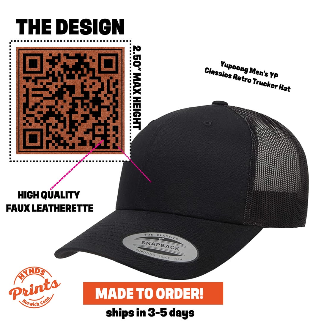Custom QR Code Leatherette Patch Hat - Etsy