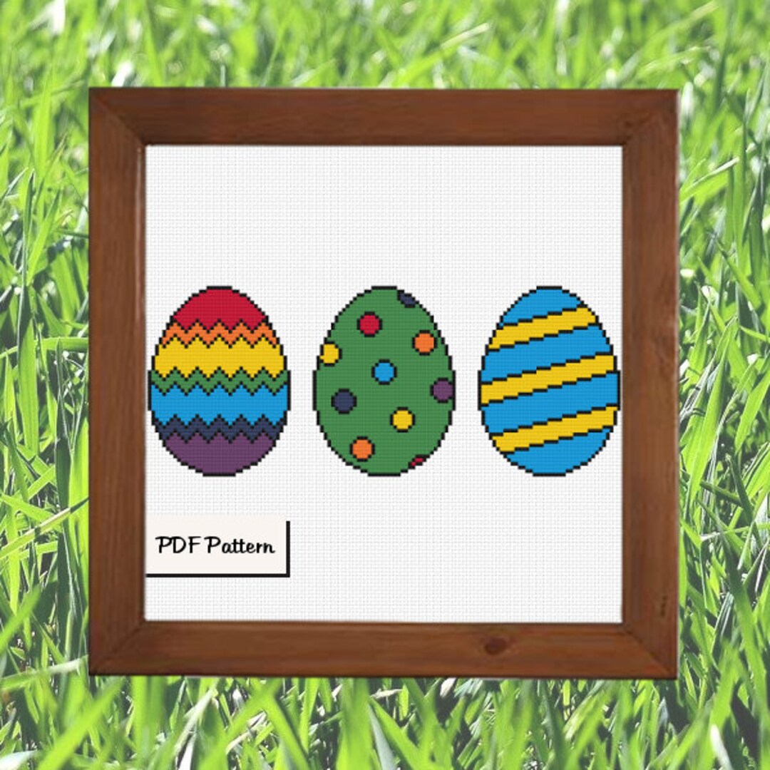 Easter Eggs - Zig Zag, Polka Dot, Stripe - Cross Stitch Pattern PDF ...