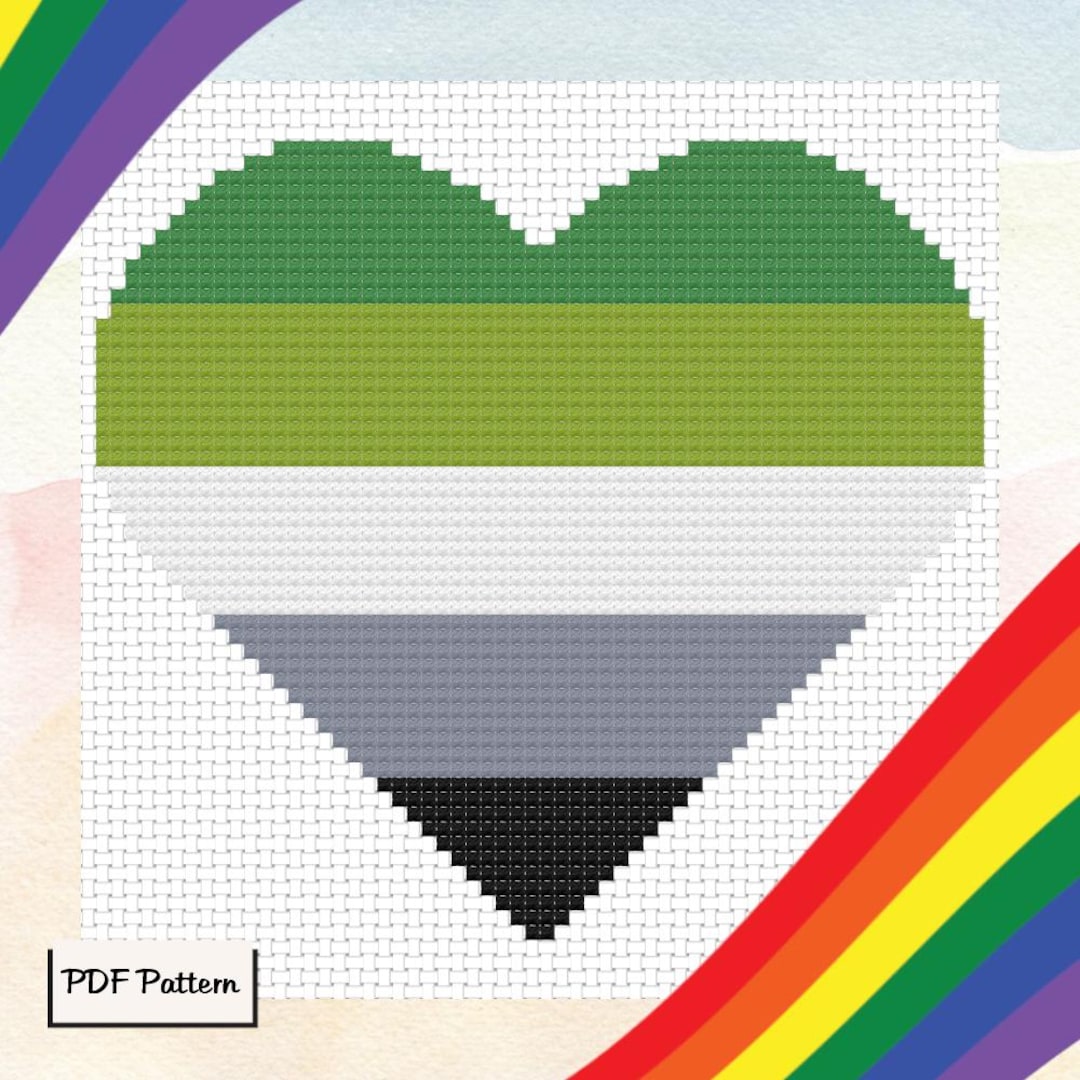 Aromantic Pride Heart | DMC Cross Stitch Pattern PDF Instant Digital ...