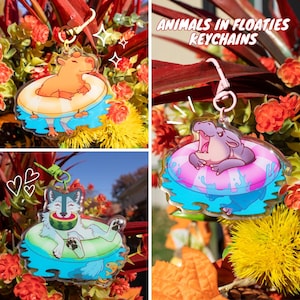 Animals in Floaties Keychains - Etsy