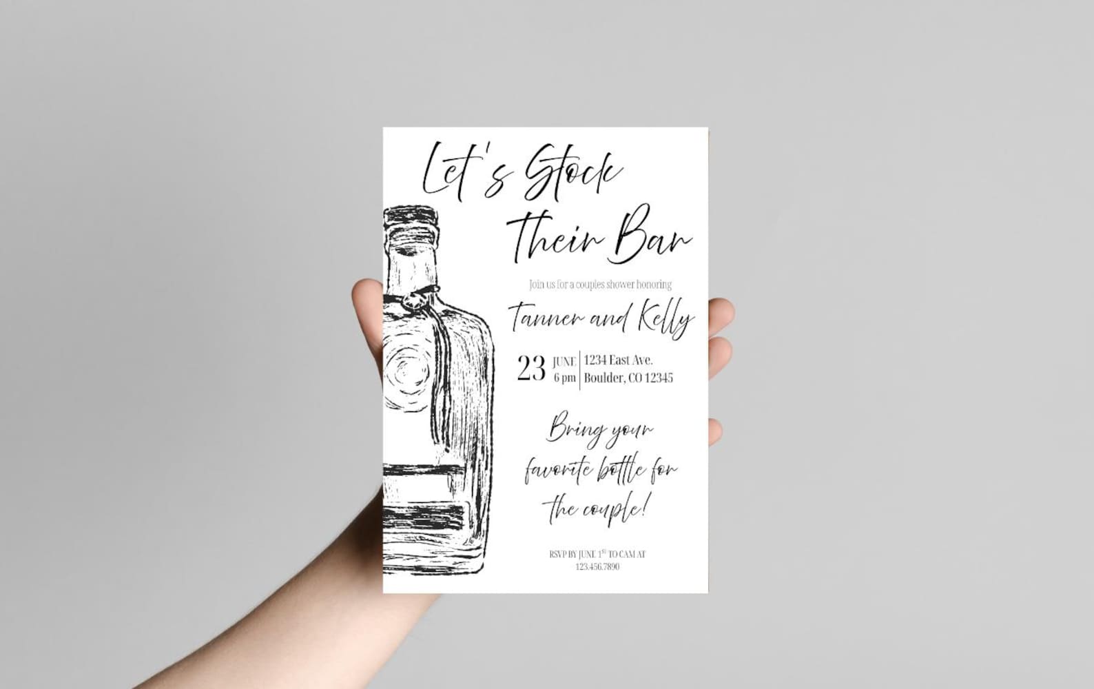 Stock the Bar Shower Invitation: Modern Couples Wedding Shower Template ...