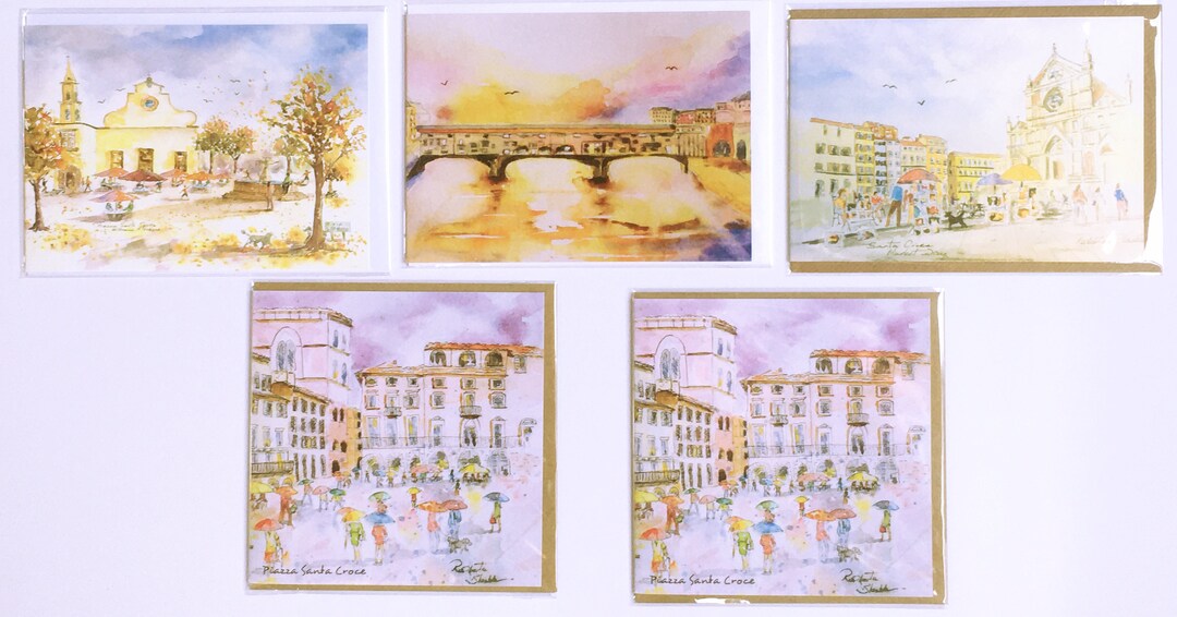 5 Art Cards of Italy Signed by Artist. - Etsy