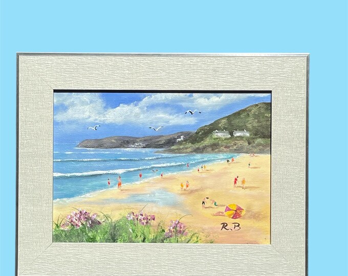 Original Oil Painting of Bovisand Beach, Plymouth Devon – Framed ...