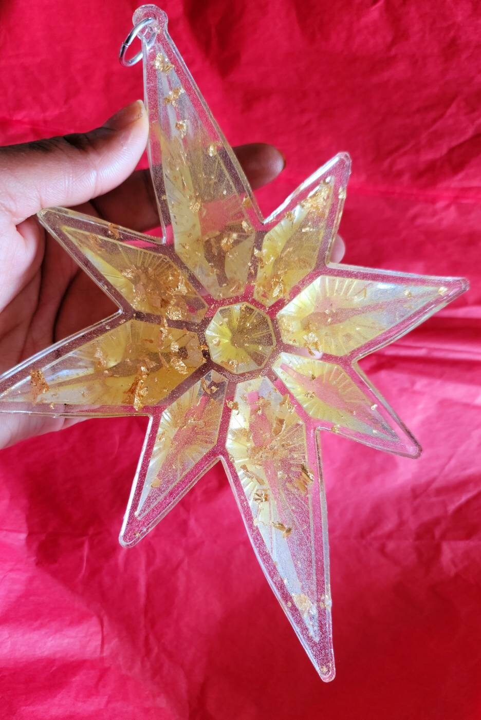 Gold or Silver Flaked Christmas Star Ornament - Etsy