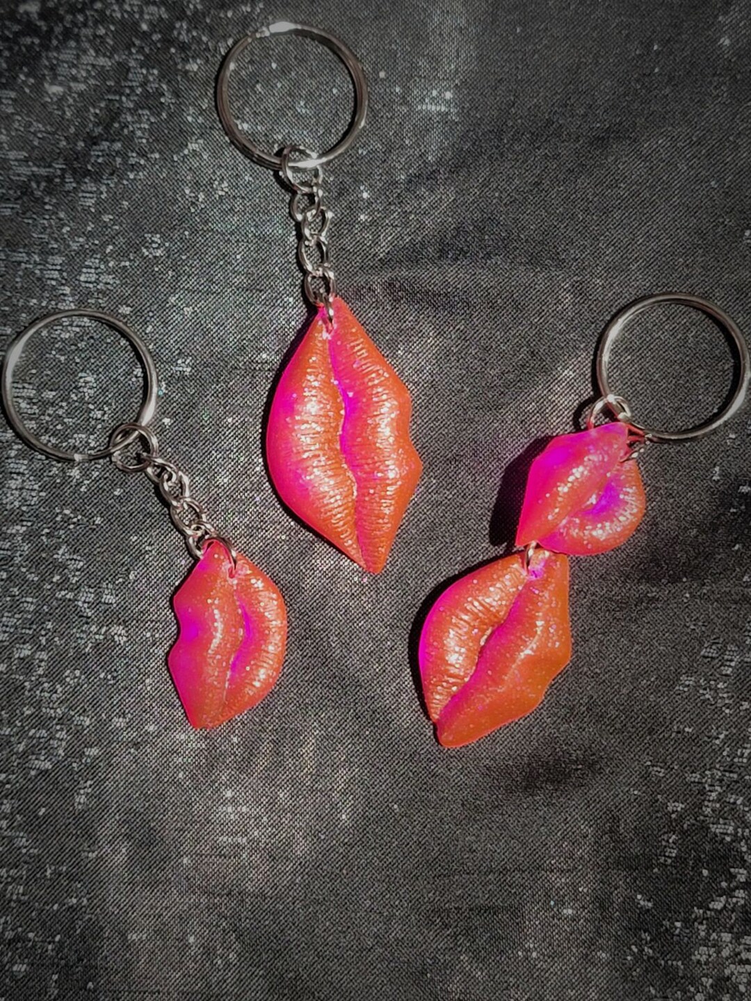 Hot Pink Lips (3 Keychain Set) - Etsy