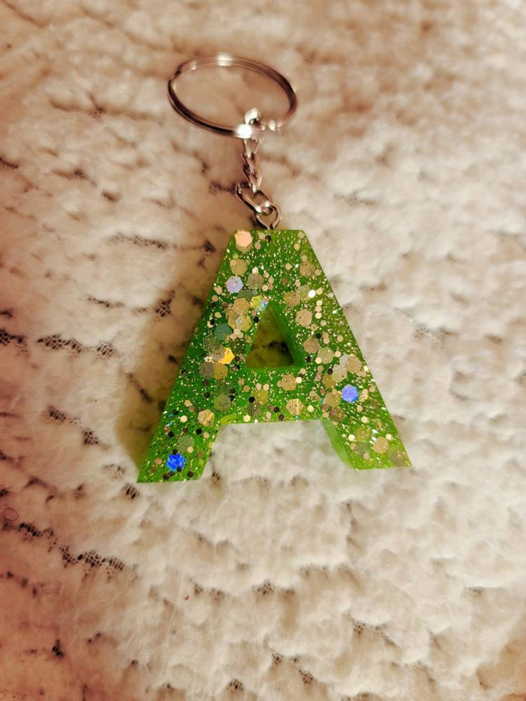 Sparkling Lime Green Chunky Alphabet Keychain - Etsy