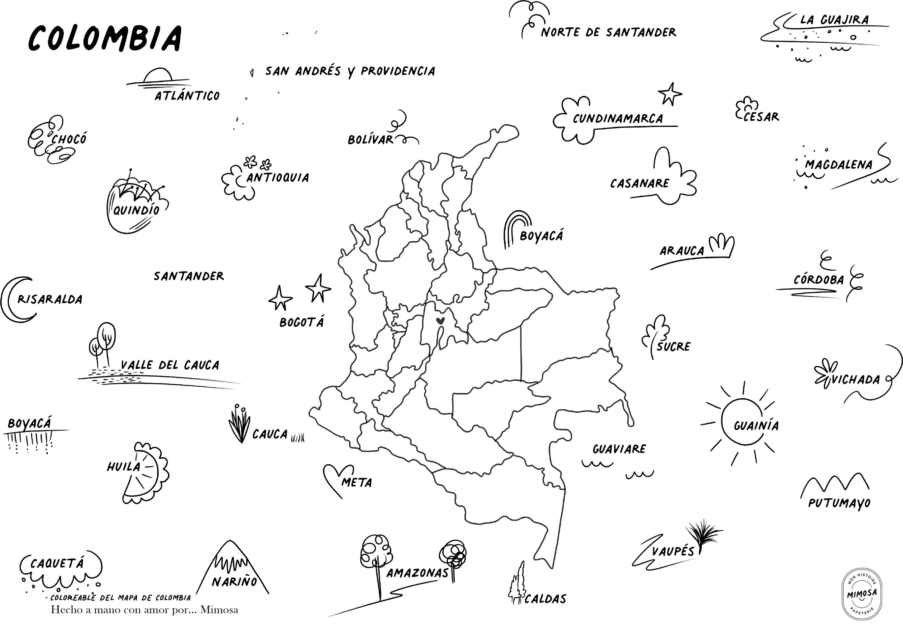 Colombia Map Coloring Poster for Primary Kids | Etsy