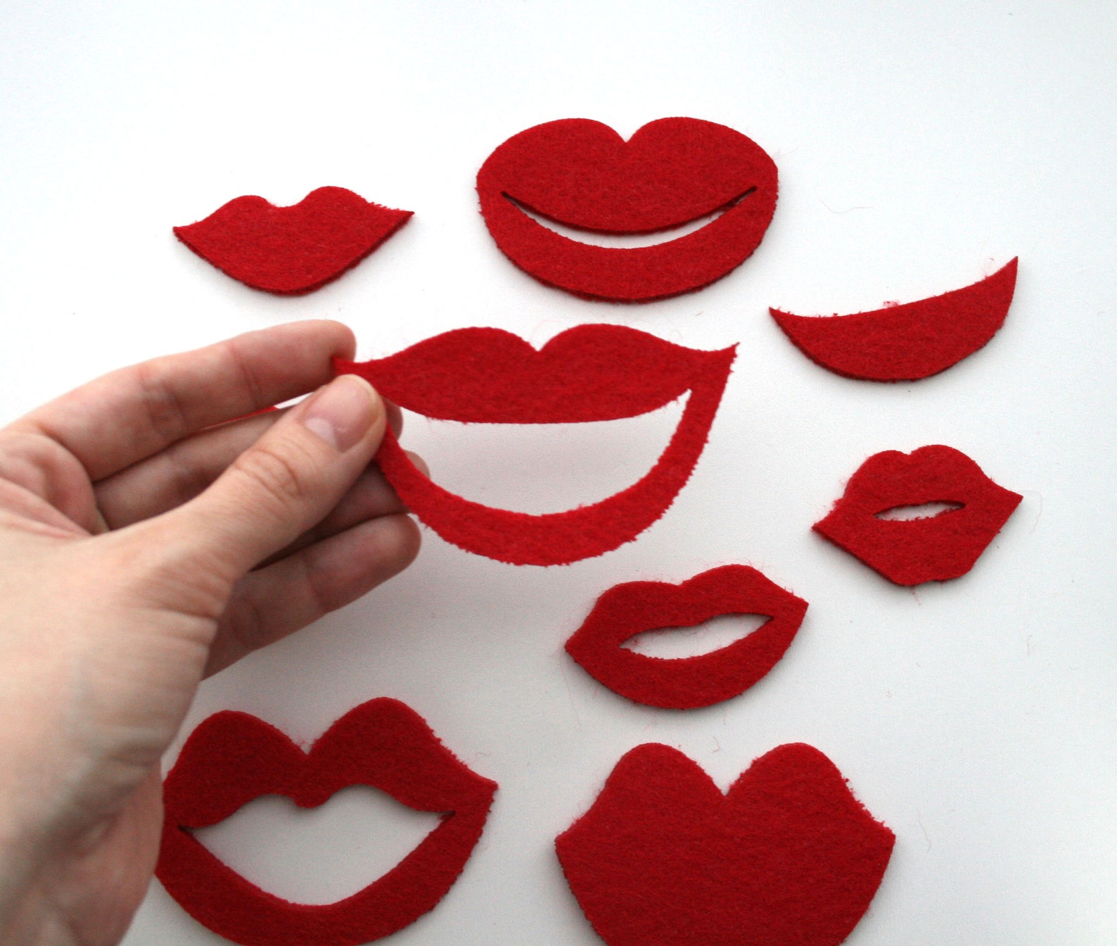 Felt Shapes Lips Die Cut Craft Craft Supplies Felt Red Lips Etsy