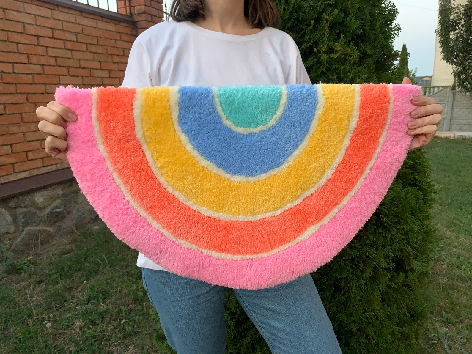 Handmade Pastel Rainbow Rug, Cute Hand Tufted Wall Decor, Colorful Home ...